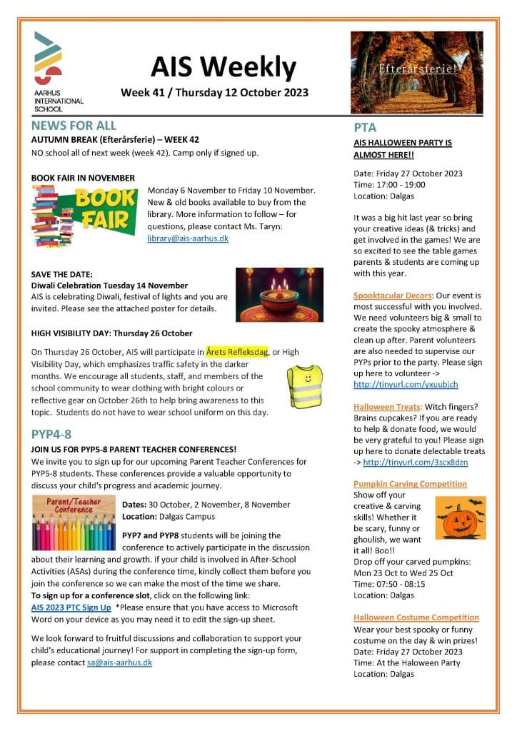 AIS Newsletter Week 41 | Aarhus International School